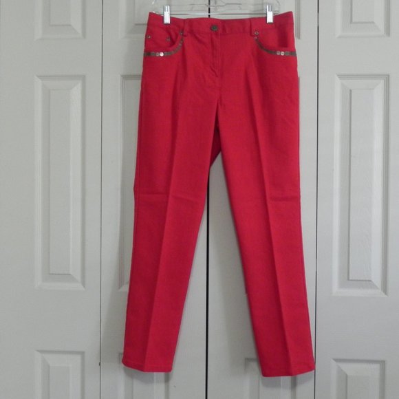 Ruby Rd. | Jeans | Ruby Rd Pants P Red Straight Leg Brass Color Sequins ...